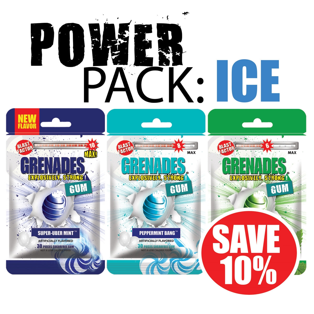 3-PACK Grenades Power Pack, Strongest Mint Gum | Freshest Breath ...
